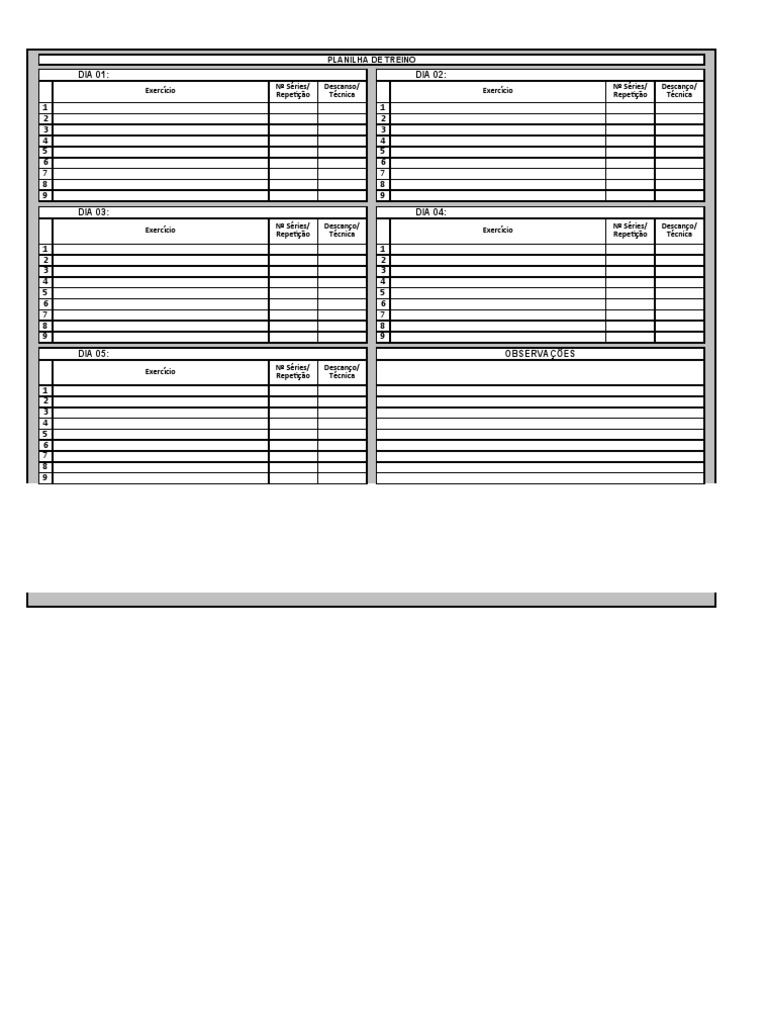 Planilha Treino em Branco | PDF