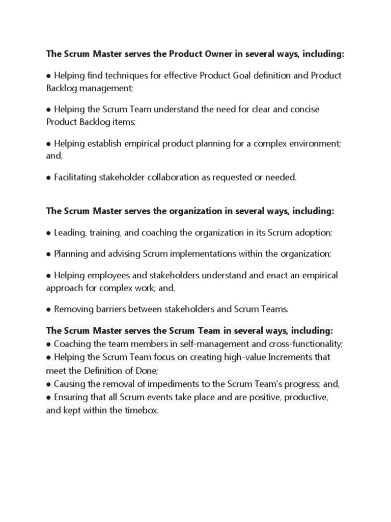 The Scrum Master Serves The Product Owner in Several Ways | PDF