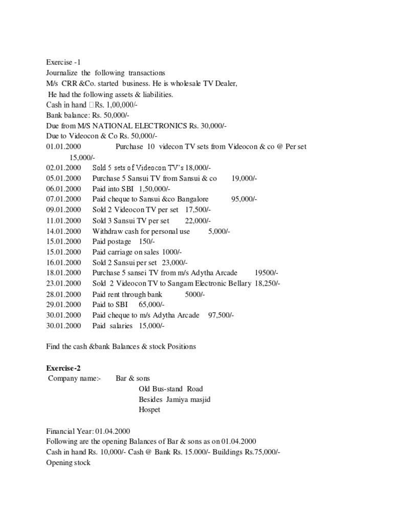 Journalizing Transactions of a Wholesale TV Dealer | PDF | Debits And ...
