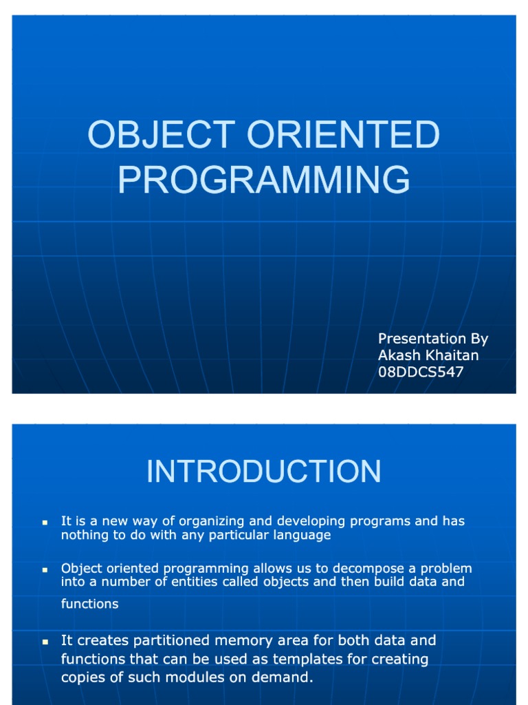 Object Oriented Programming Slides