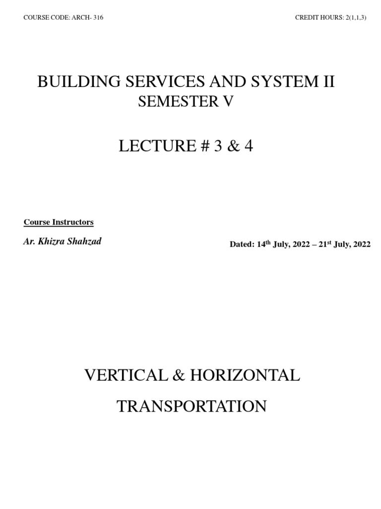 Building Services and System Ii: Semester V | PDF | Elevator | Stairs