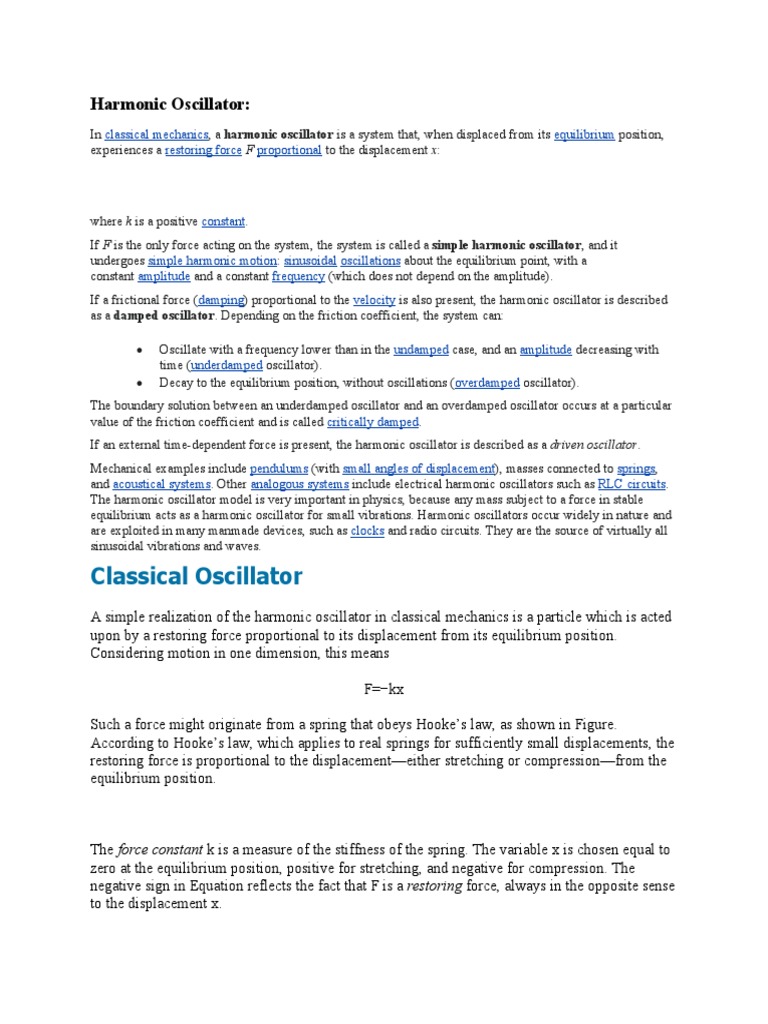 Harmonic Oscillator | PDF | Oscillation | Damping