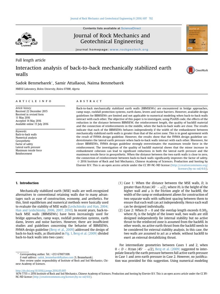 Journal of Rock Mechanics and Geotechnical Engineering: Sadok ...
