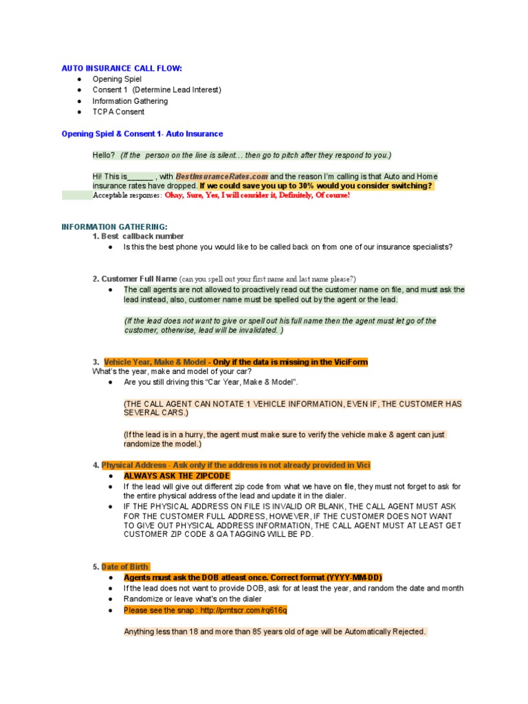 Auto Insurance Outbound Script | PDF | Insurance | Home Insurance