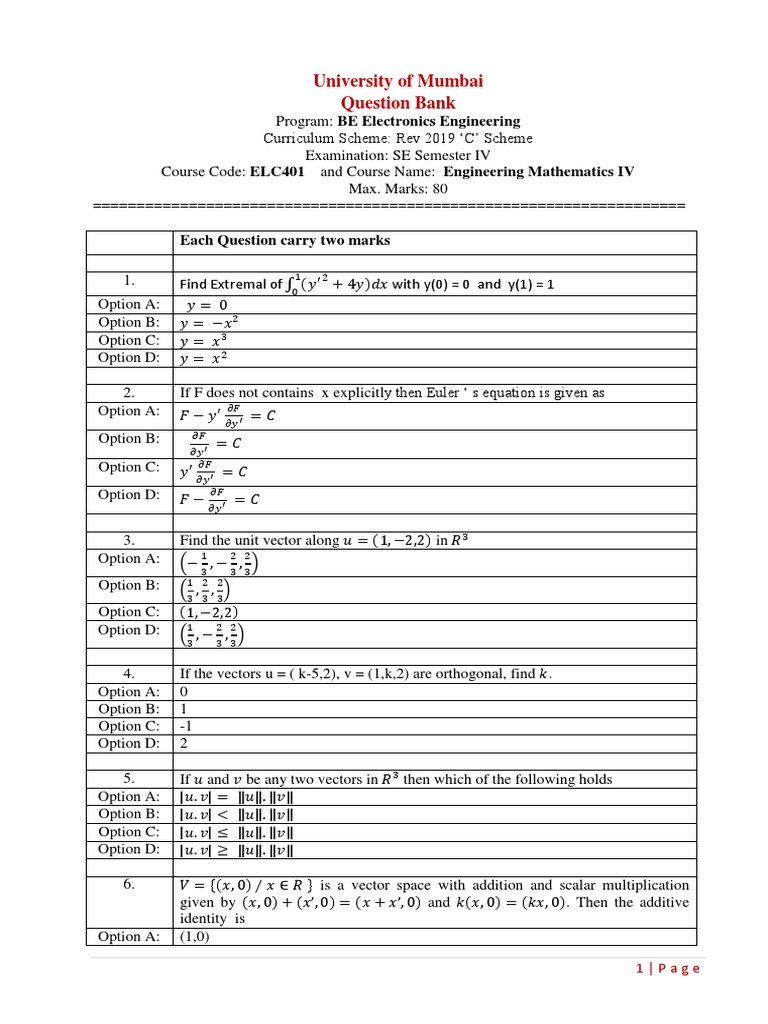 QB ECC404 May 2022 Examination MATHS-IV SE EXTC Sem IV 2021-22 | PDF ...