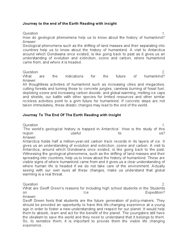 Journey To The End of The Earth ADDITIONAL QUESTIONS | PDF | Antarctica ...