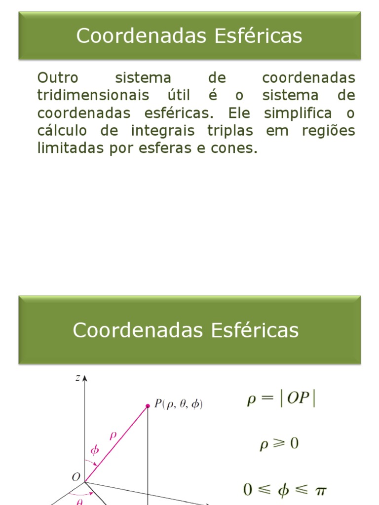 25 - Integrais Triplas em Coordenadas Esféricas | PDF | Esfera ...