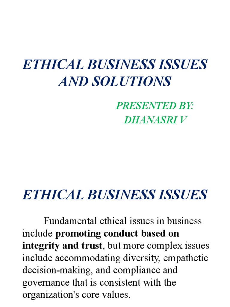 Ethical Issues and Solutions in Business | PDF