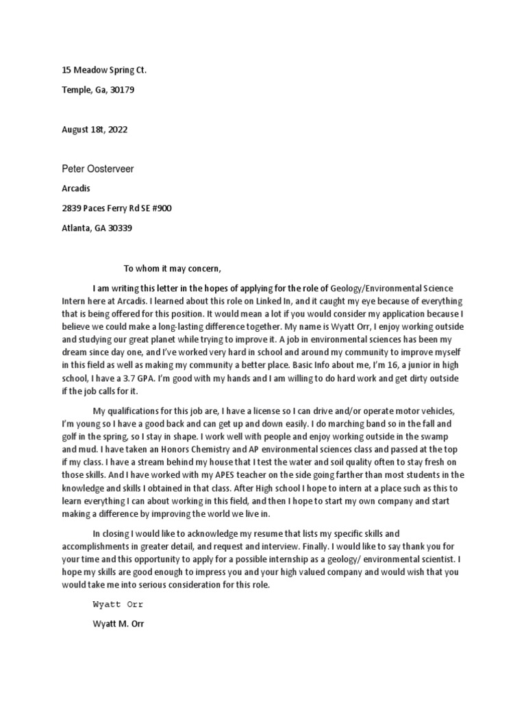 Coverletter Arcadis | PDF