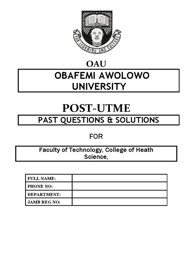Oau Post Utme Past Question and Answer | PDF | Chemical Bond | Covalent ...