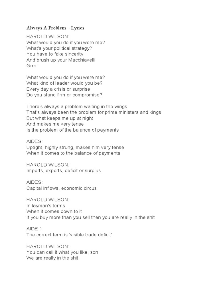 Always A Problem Lyrics | PDF | Politics