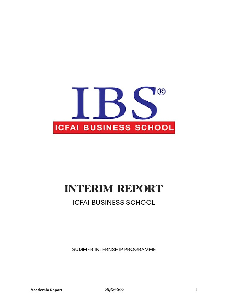 Interim Report: Icfai Business School | PDF | Internship | Job Hunting