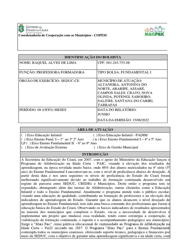 Documento Bolsa | PDF | Aprendizado | Pedagogia