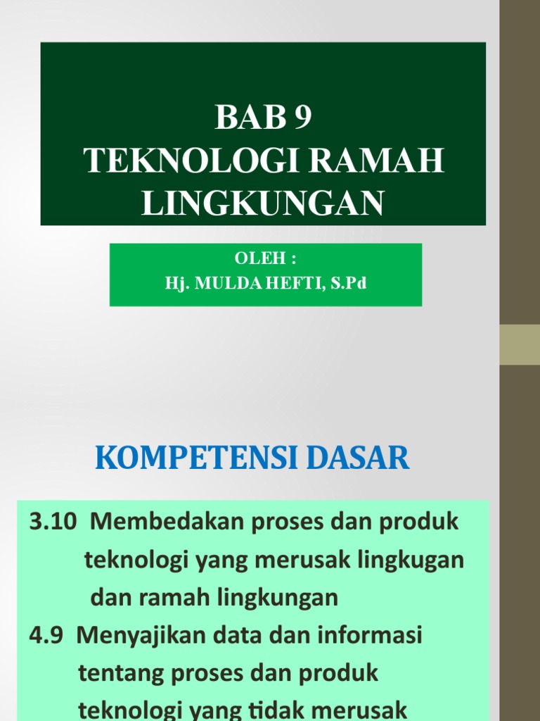 Ppt Teknologi Ramah Lingkungan Pdf
