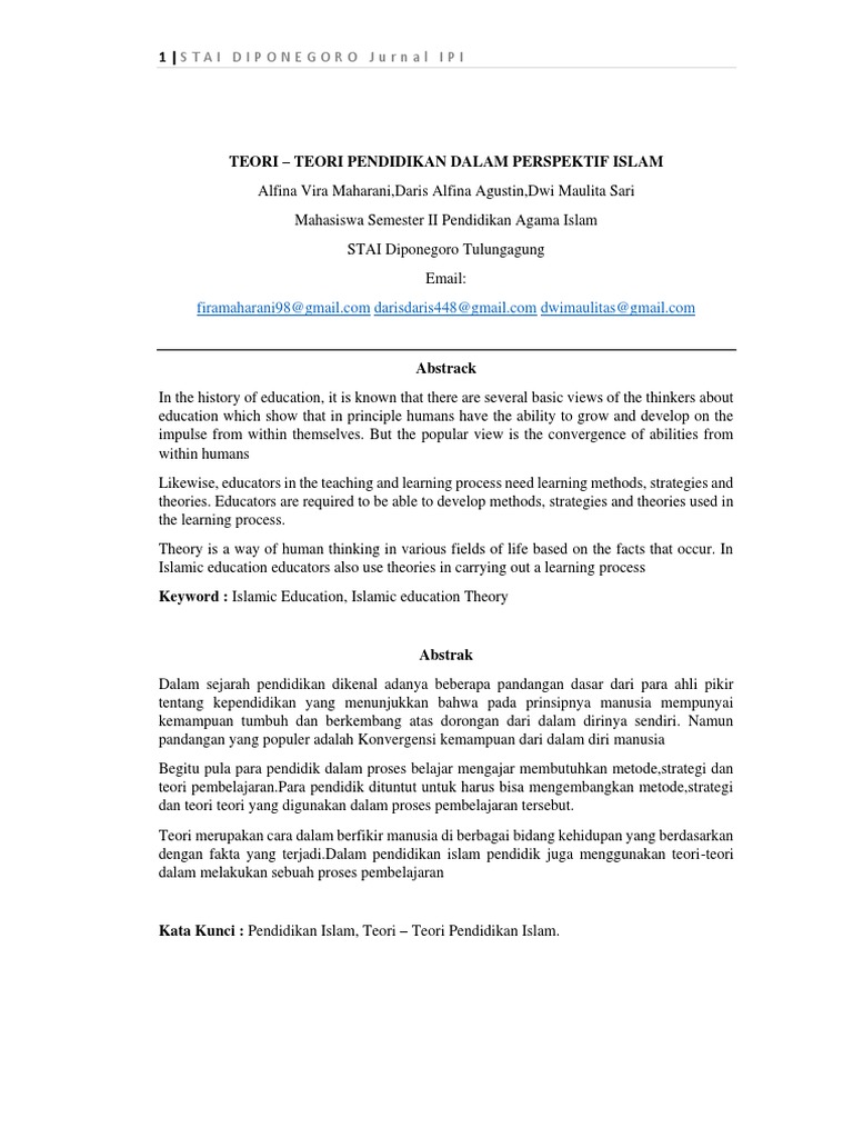 TEORI Ilmu Pendidikan Islam | PDF