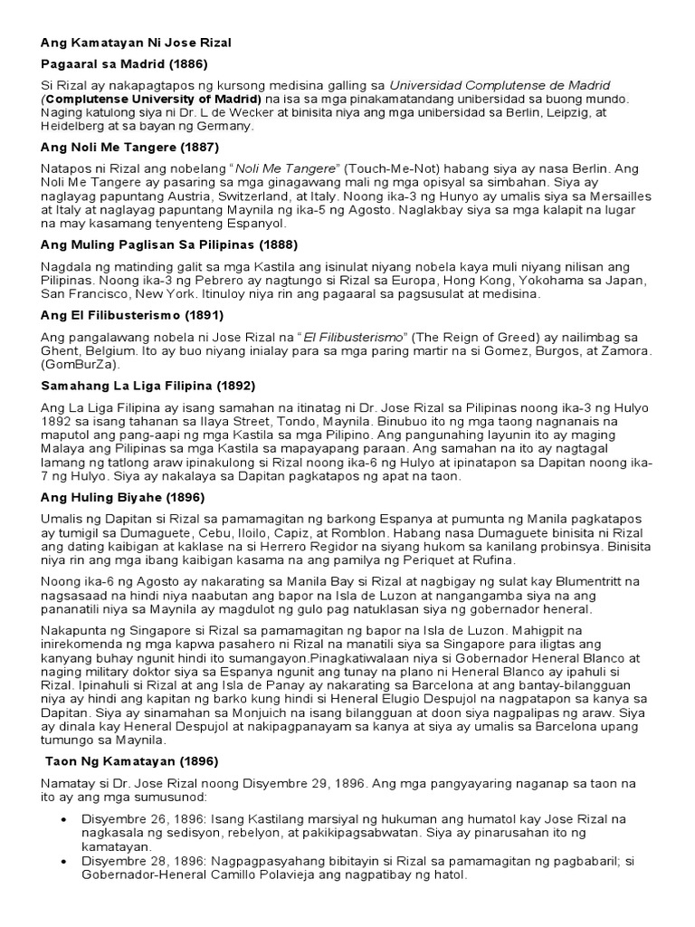 Ang Kamatayan Ni Jose Rizal | PDF