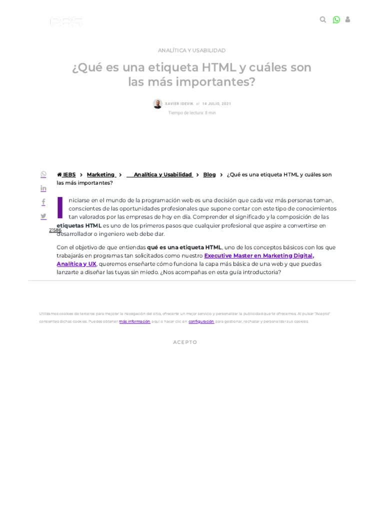¿Qué Es Una Etiqueta HTML y Cuáles Son Las Más Importantes | PDF | HTML ...