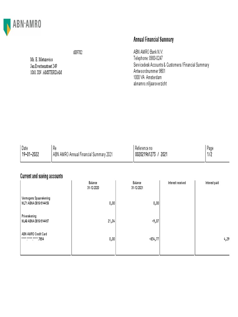FinancialSummary 2021 Seqnr20212925 | PDF | Banks | Payments