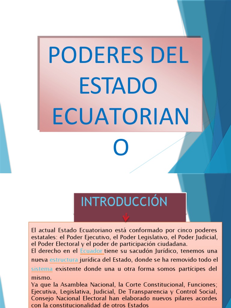 Poderes Del Estado Ecuatoriano | PDF | Ecuador | Gobierno