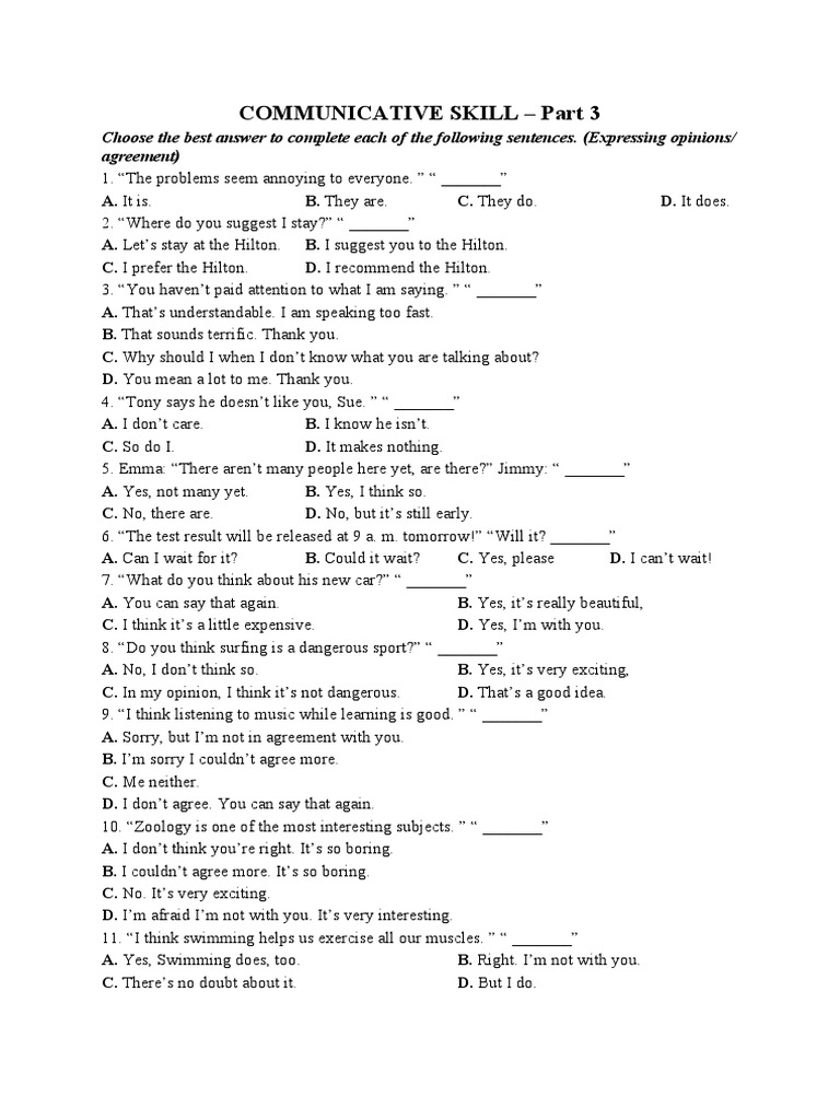 Communicative Skill - P3 | PDF