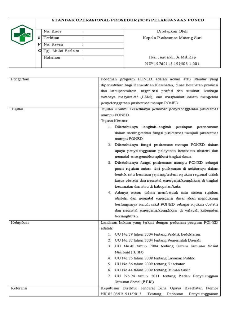 Sop Pelayanan Poned | PDF