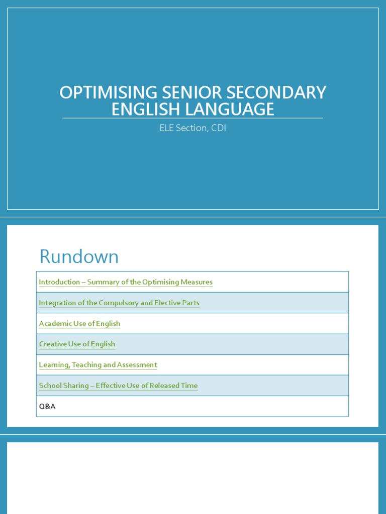 Optimising Senior Secondary English | PDF | Curriculum | Learning