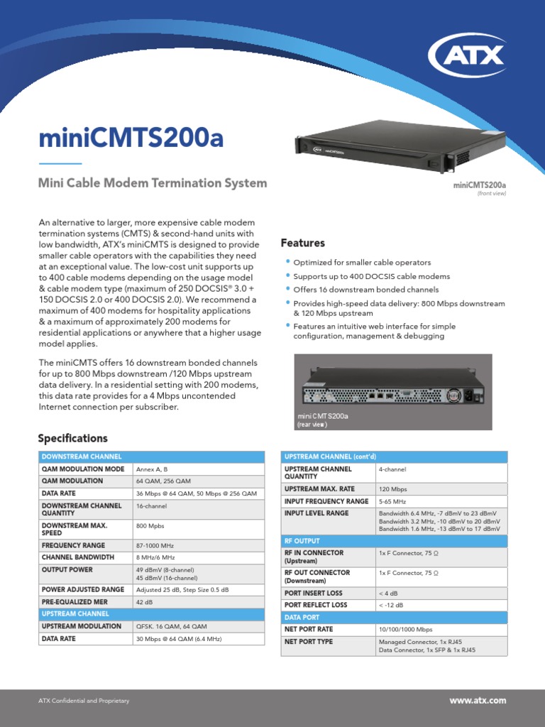 Minicmts200A: Mini Cable Modem Termination System | PDF | Modem ...