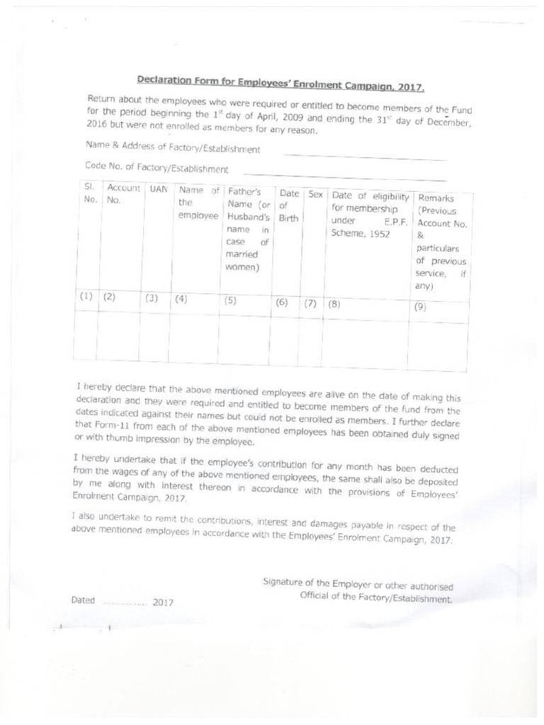 Form of Declaration | PDF