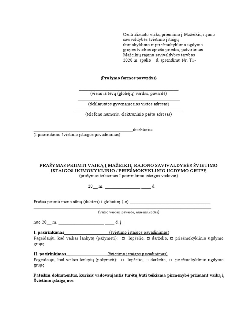 Prašymo - Forma - 2018 09 27 10 | PDF
