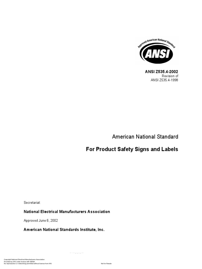 Ansi Z535.4-2002 | PDF | Safety | Occupational Safety And Health