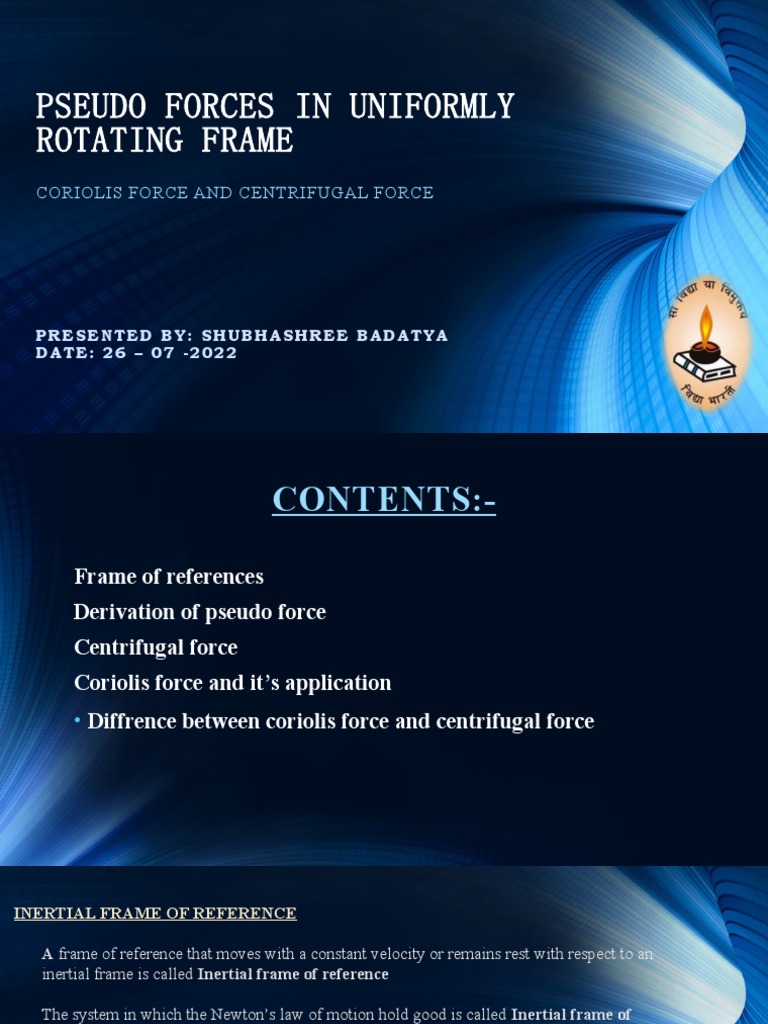 Pseudo Forces in Uniformly Rotating Frame | PDF | Mechanics | Theory Of ...