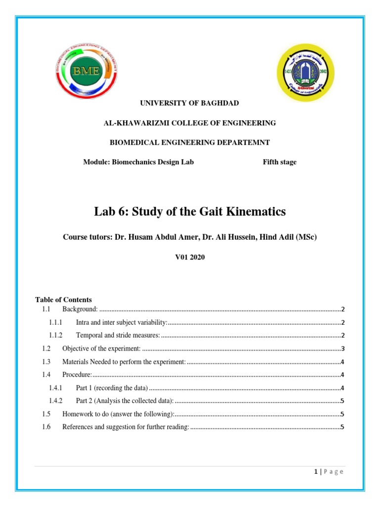 BioMechanic Lab Study of The Gait Kinematics | PDF | Walking | Force BioMechanic Lab Study of The Gait Kinematics | PDF | Walking | Force