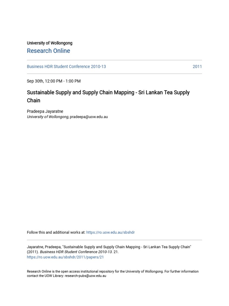 Sustainable Supply and Supply Chain Mapping - Sri Lankan Tea Supp | PDF | Supply Chain ...