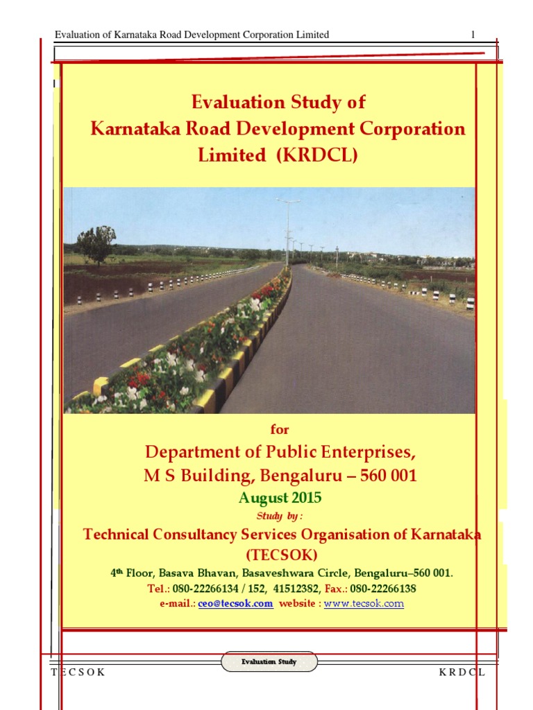 Evaluation of The Karnataka Road Development Corporation Limited (KRDCL ...
