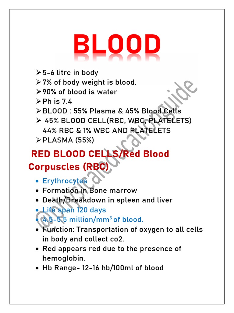 Red Blood Cells/Red Blood Corpuscles (RBC) : Erythrocytes | Download ...