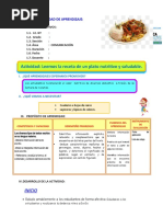 Sesion Lleemos Una Receta Nutritiva | PDF | Aprendizaje | Evaluación