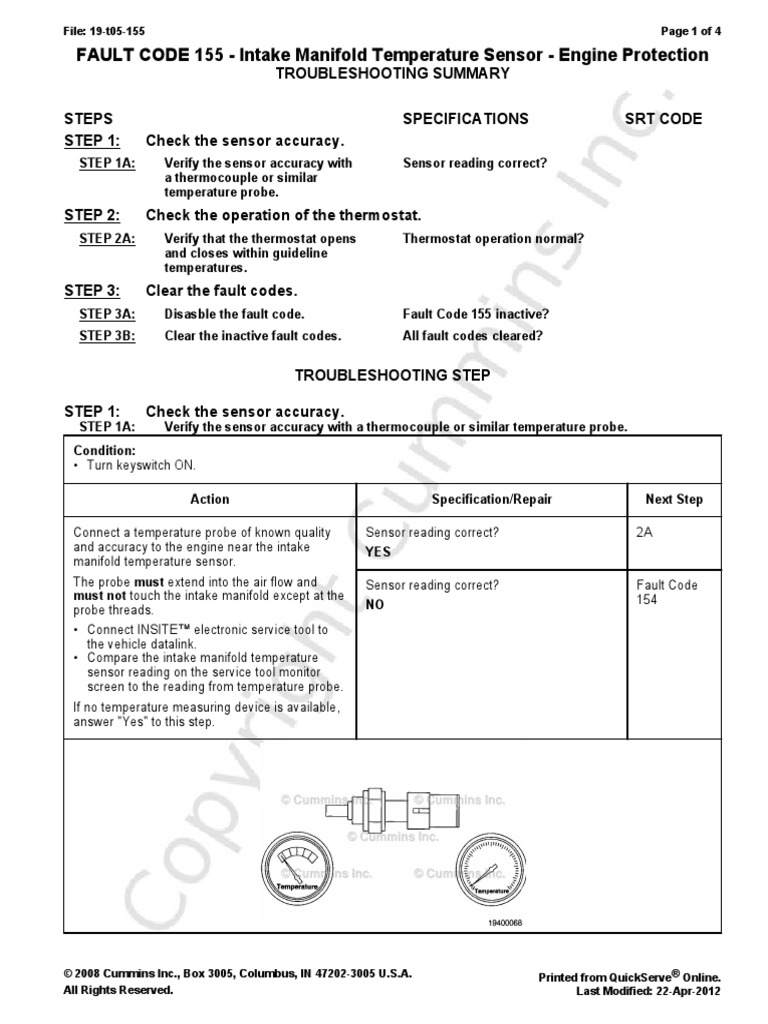 FAULT CODE 155 - Intake Manifold Temperature Sensor - Engine Protection ...