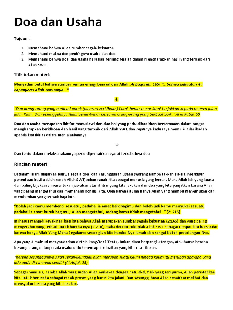 Doa dan Usaha dalam Islam | PDF | Pengembangan Diri | Agama & Spiritualitas