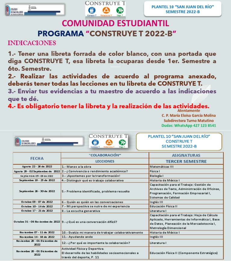 Construye T 2022-b Tercer Semestre | PDF