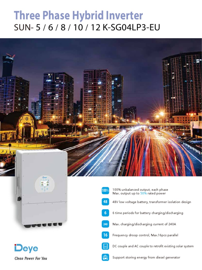 Deye Sun-12K-SG04LP3-EU Datasheet | PDF | Alternating Current ...