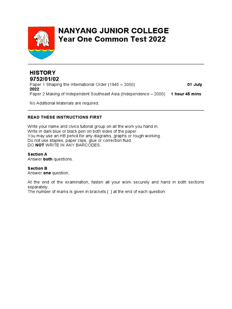 2022 JC1 H2 History CT - Suggested Answers | PDF | Soviet Union | World ...