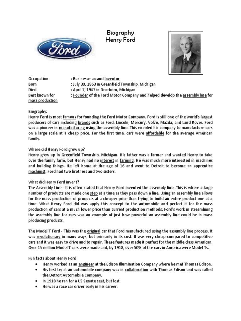 Henry Ford Biography Education Inventions Facts Henry Ford