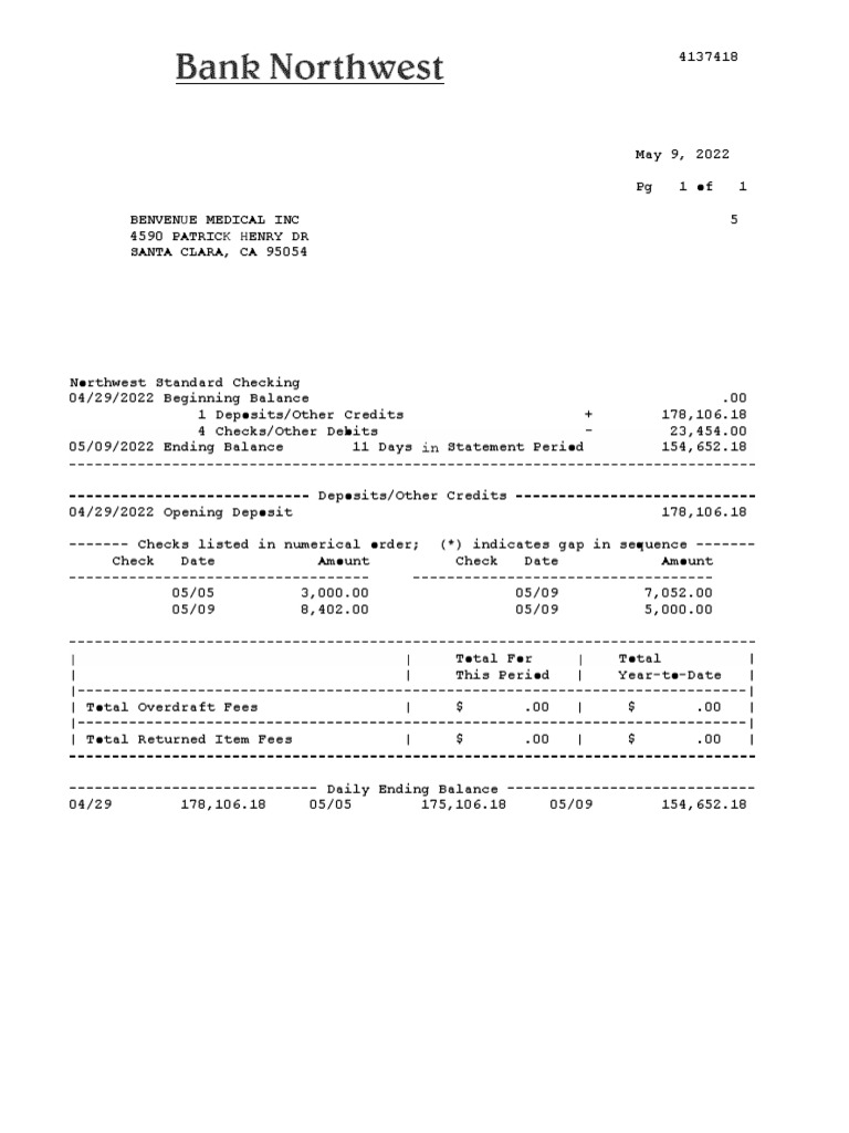 DDA Rendered Statement - 5_9_2022 - Account _ 4137418 - NIELSON VERNON ...