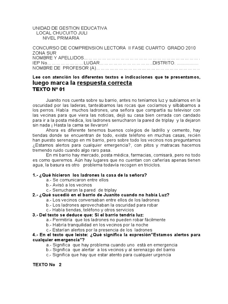 Concurso Comprensión Lectora 2010 | PDF | Residuos | Método de enseñanza