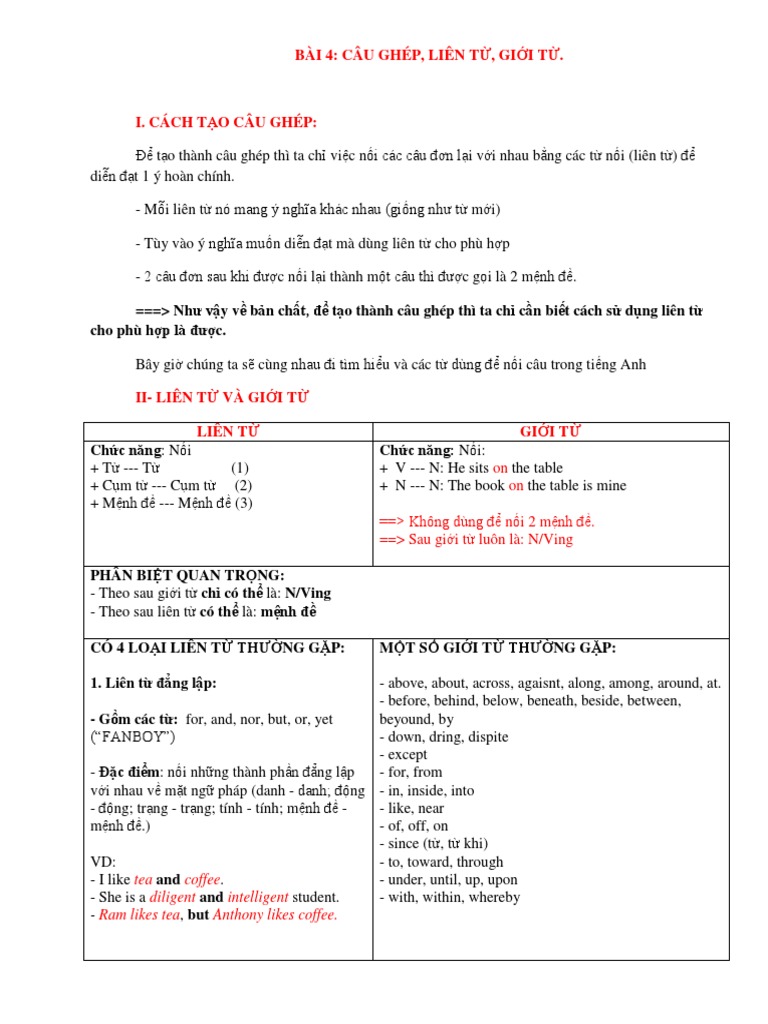 Bài 4 - Câu Ghép - Liên T - Gi I T | PDF