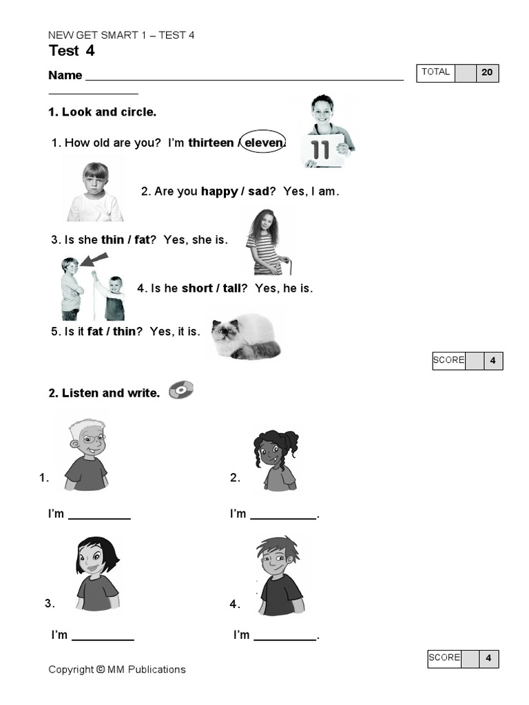 Test 4: Name 1. Look and Circle | PDF
