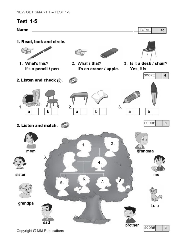 Test 1-5: Name 1. Read, Look and Circle | PDF