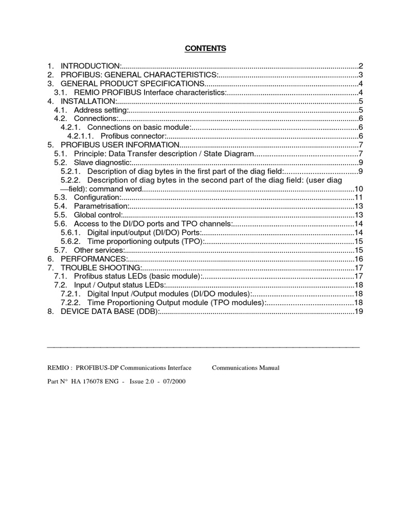 REMIO: PROFIBUS-DP Communications Interface Communications Manual Part ... REMIO: PROFIBUS-DP Communications Interface Communications Manual Part ...
