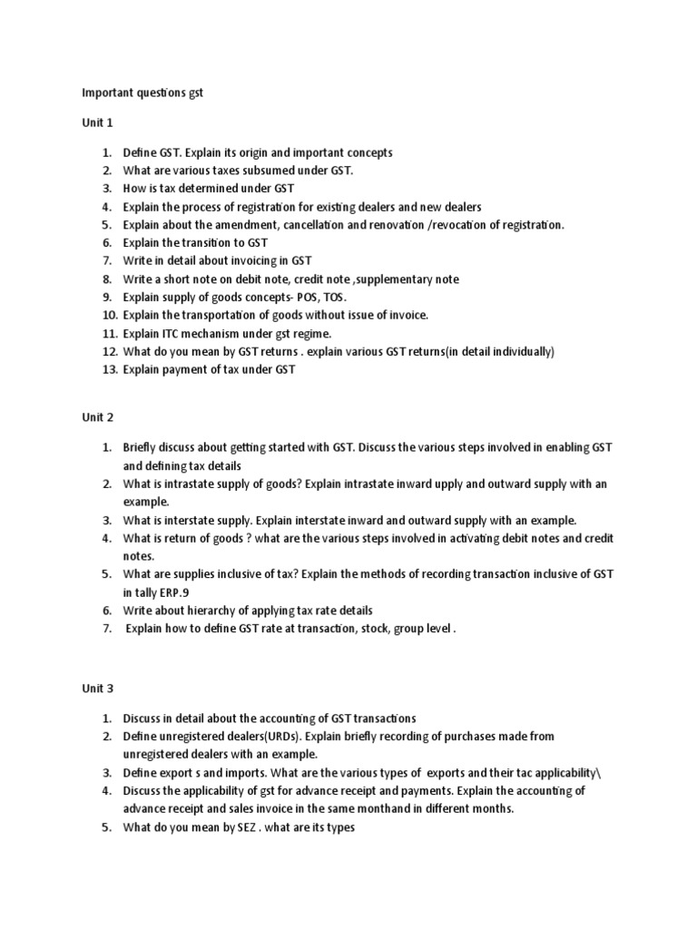 GST 21 Important Questions | PDF | Value Added Tax | Invoice