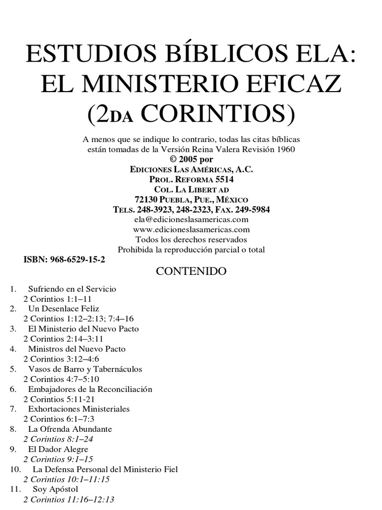 Estudios Biblios ELA El Ministerio Eficaz (2da Corintios) | PDF | Pablo el apóstol | Primera ...